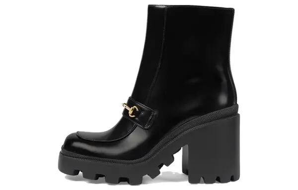 Gucci Leather Ankle Boots With Horsebit Detail