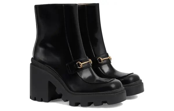 Gucci Leather Ankle Boots With Horsebit Detail