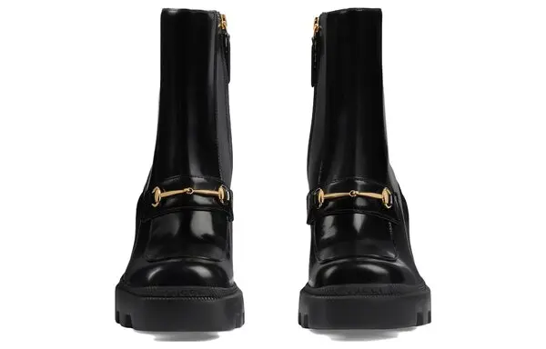 Gucci Leather Ankle Boots With Horsebit Detail