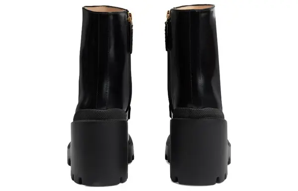 Gucci Leather Ankle Boots With Horsebit Detail
