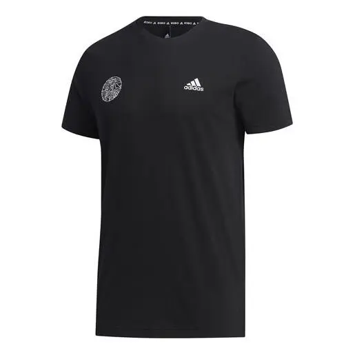 Adidas Alphabet Logo Printing Short Sleeve - Black