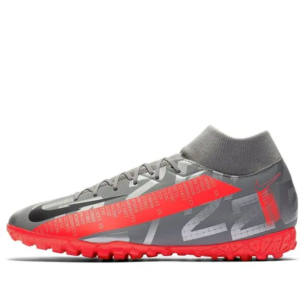 Nike Mercurial Superfly Academy Tf Turf Athletic Lace Up High Top Sneakers - Grey/red