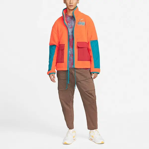 Nike Chinese New Year's Edition Contrast Color Stitching Loose Sports Jacket - Orange