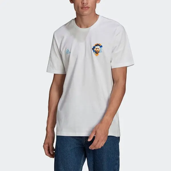 Adidas Printing Round Neck Pullover Sports Short Sleeve White