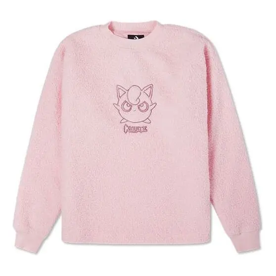 CONVERSE X Pokemon Embroidered Suede Pullover - Pink