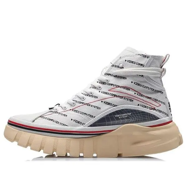 LI-NING High Top Lace-up Casual Shoes - White/black