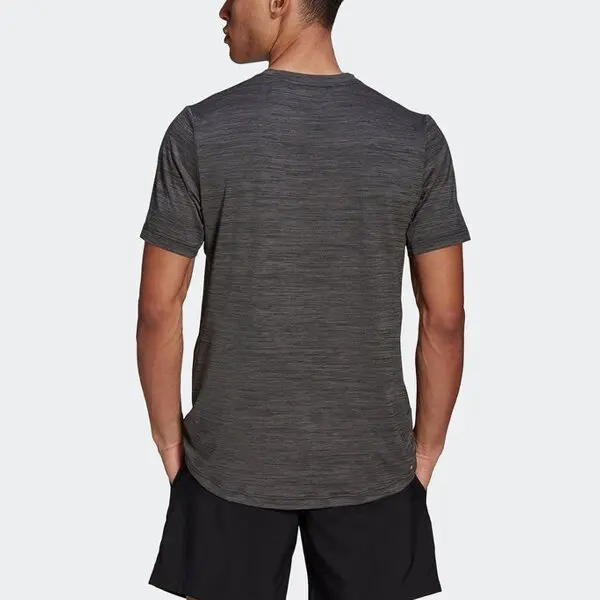 Adidas M Ht El Tee Training Sports Round Neck Short Sleeve Metallic Black - Goldblack