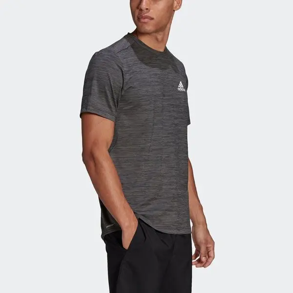 Adidas M Ht El Tee Training Sports Round Neck Short Sleeve Metallic Black - Goldblack