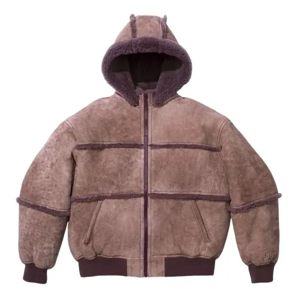 Supreme X Mm6 Maison Margiela Hooded Shearling Bomber Jacket - Purple