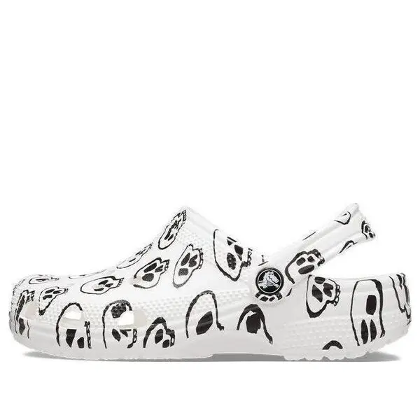 CROCS Classic Skull Print Clogs - White/black