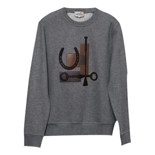 Hermès Crewneck Sweatshirt With Graphic Appliqu - Grey