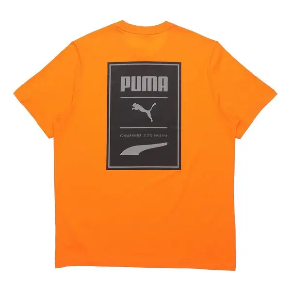 PUMA Recheck Pack Graphic Tee Printing Logo Short Sleeve Orange