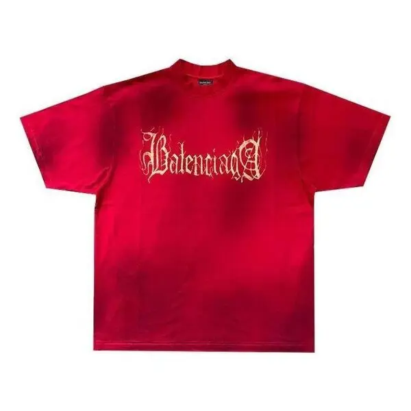 Balenciaga Heavy Metal Logo T-shirt Oversized - Red