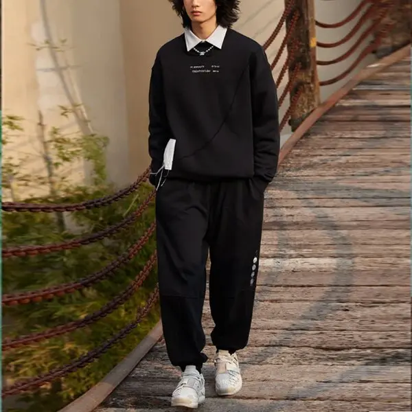 LI-NING Cf Sports Living Series Alphabet Embroidered Loose Round Neck Pullover
