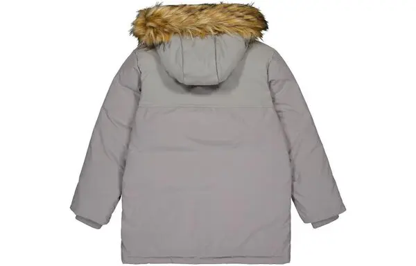 NEW BALANCE Hooded Parka With Faux Fur Trim - Grey