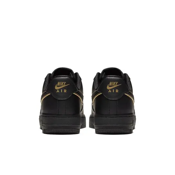 Nike Force 1 Low '07 Essential Sneakers With Gold Swoosh Detailing - Black