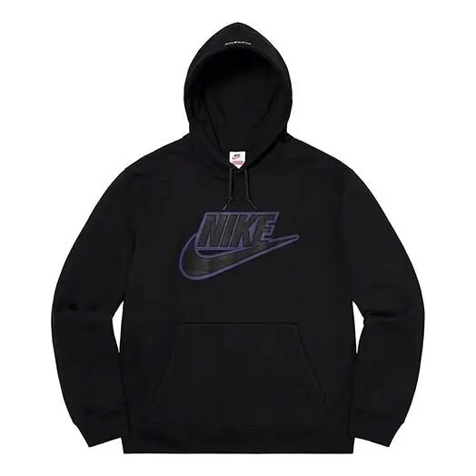 Supreme Nike Leather Appliqu Hooded Sweatshirt - Black
