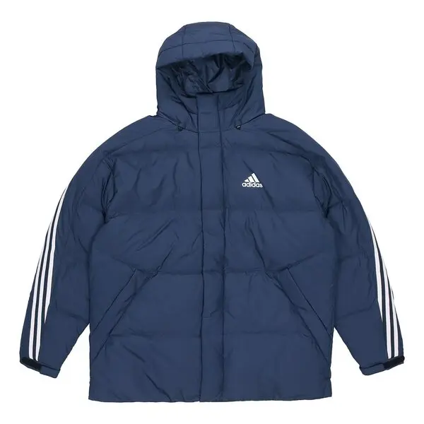 Adidas 3st Puffy Dwn J Casual Sports Stay Warm Hooded Down Jacket Blue - Default Color