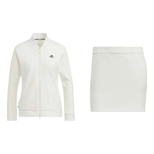 Adidas Three-stripe Long Sleeve Jacket And Skirt Set - White