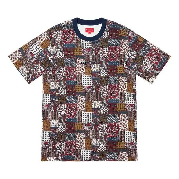 Supreme Patchwork Paisley Short Sleeve Top - Blue