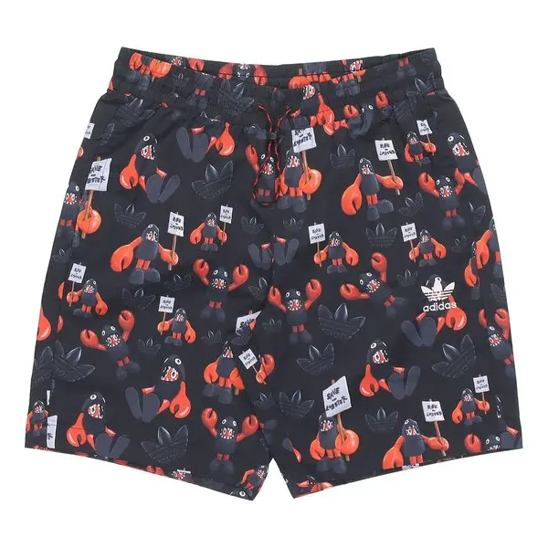 Adidas Casual Sports Shorts With Graphic Print - Black
