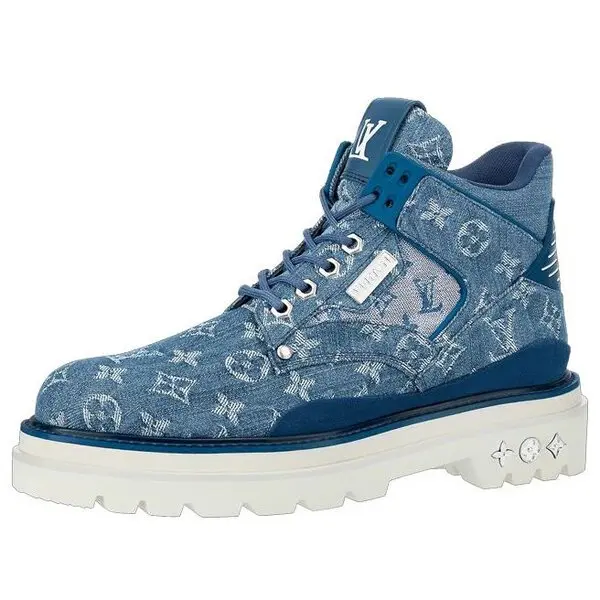 LOUIS VUITTON Oberkamp Ankle Boots 'denim Monogram - Blue/white