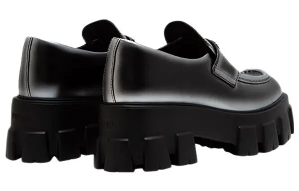 Prada Monolith Brushed Leather Loafers - Black