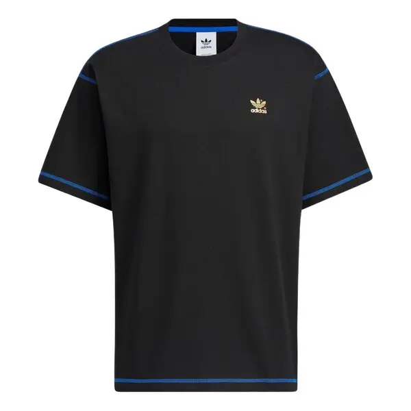 Adidas Originals 50th Annv Gfx T Small Logo Printing Stripe Loose Pullover Round Neck Short Sleeve Black T-shirt - Default Colorway