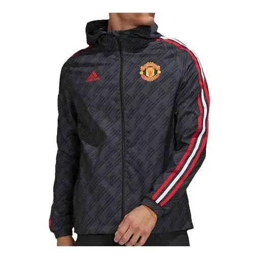 Adidas Manchester United 3-stripe Dna Windbreaker Jacket - Black