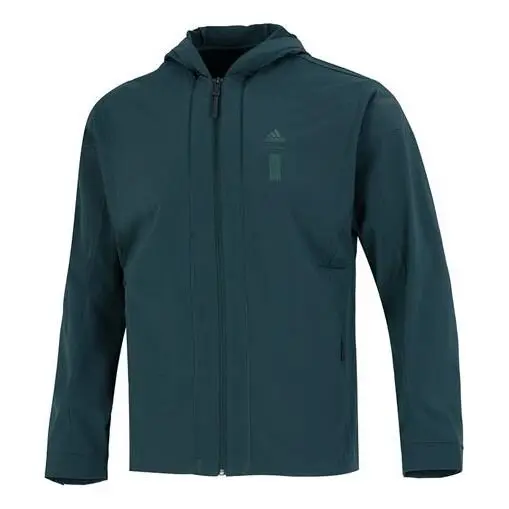 Adidas Wj Mh Wv Wb Solid Color Athleisure Casual Sports Hooded Jacket Military Green - Default Color