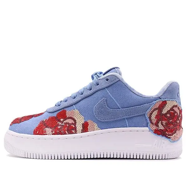 Nike Force 1 Floral Sequin Sneakers - Sky Blue