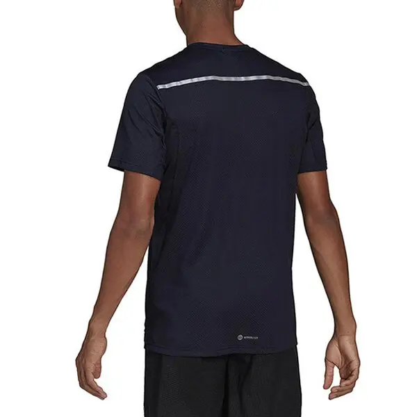 Adidas Solid Color Logo Round Neck Short Sleeve Ink Blue T-shirt - Multi-color