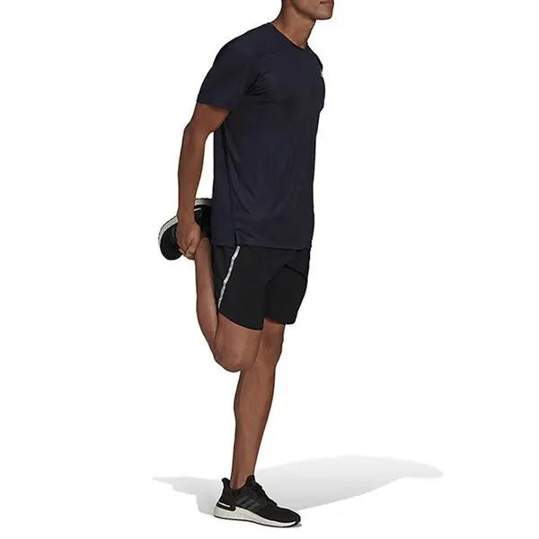 Adidas Solid Color Logo Round Neck Short Sleeve Ink Blue T-shirt - Multi-color