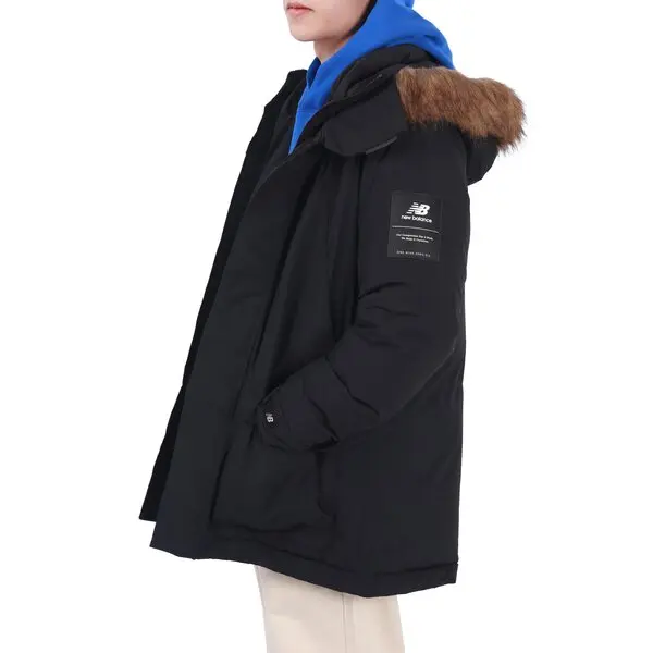 NEW BALANCE Hooded Down Parka With Fur Trim