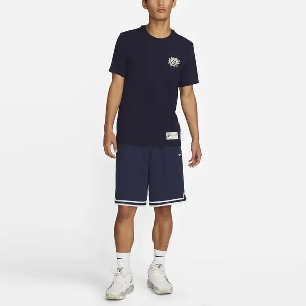 Nike Geometry Pattern Printing Round Neck Short Sleeve Blue T-shirt - Default Color
