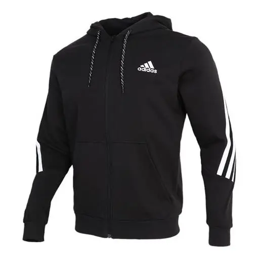 Adidas 3-stripes Tape Full-zip Sweatshirt - Black