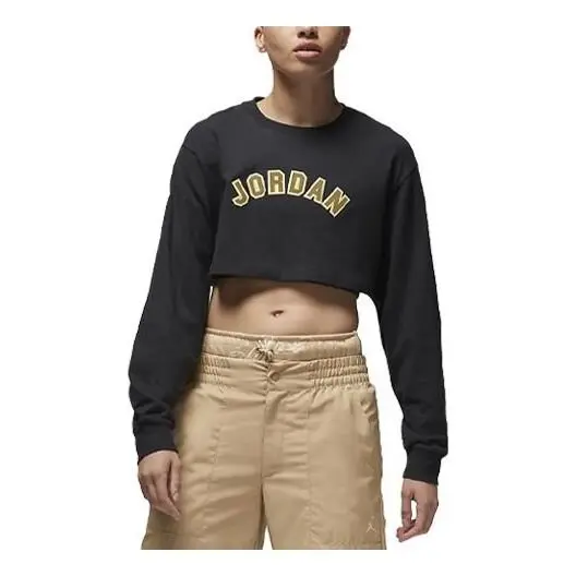JORDAN Air Super Crop Long-sleeve Graphic T-shirt - Black