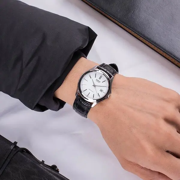 Casio Analog Watch With Leather Band