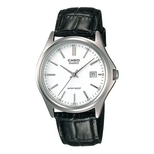 Casio Analog Watch With Leather Band - Whiteblack