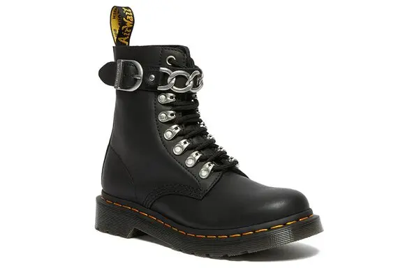 Dr. Martens Pascal Chain Leather Lace Up Boots - Black