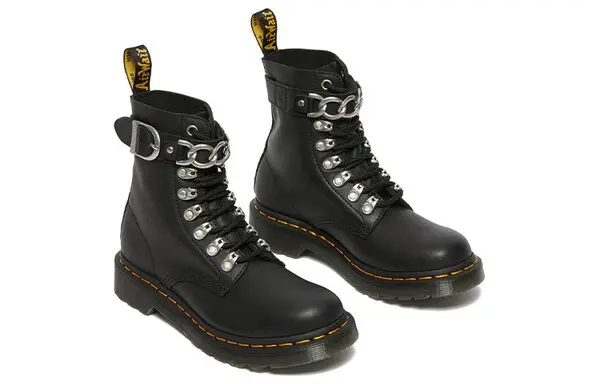 Dr. Martens Pascal Chain Leather Lace Up Boots - Black