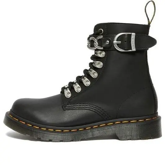 Dr. Martens Pascal Chain Leather Lace Up Boots - Black