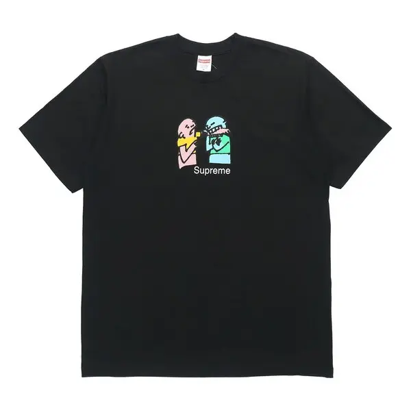 Supreme Fw19 Week 17 Bite Tee Cartoon Graffiti Printing Short Sleeve - Black