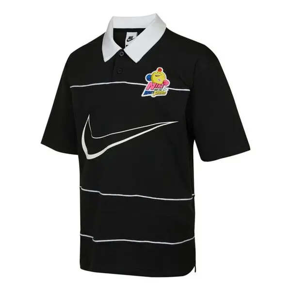 Nike Contrasting Colors Athleisure Casual Sports Short Sleeve Polo Shirt - Black