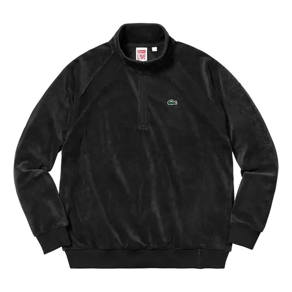Supreme Ss18 Lacoste Velour Half-zip Track Top - Black