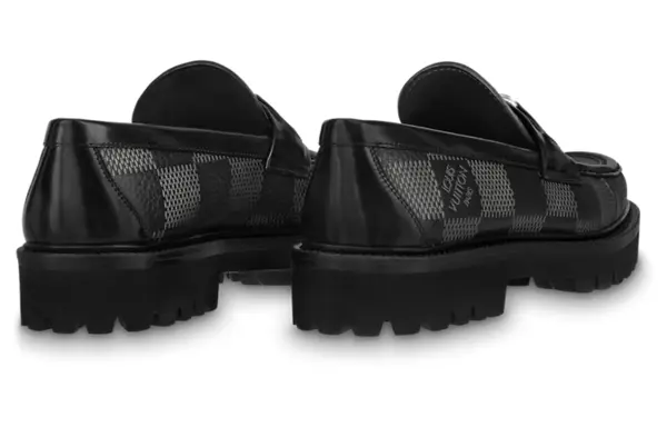 LOUIS VUITTON Major Loafers In Grey Black Plaid
