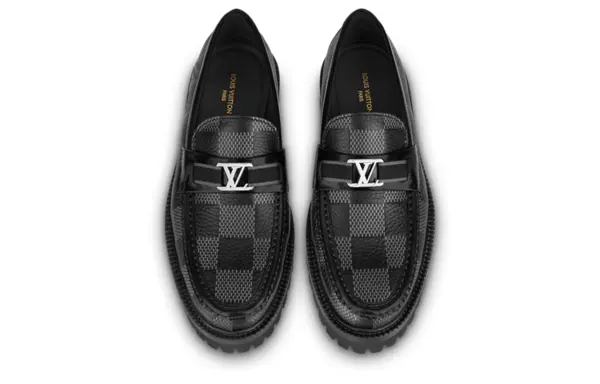 LOUIS VUITTON Major Loafers In Grey Black Plaid