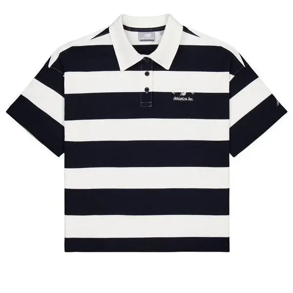 NEW BALANCE Striped Polo Shirt - Black/white