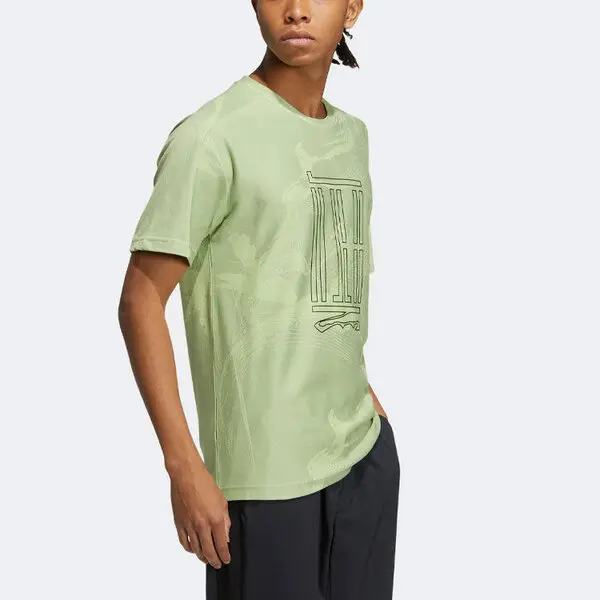 Adidas Wj Aop Tee Sports Short Sleeve Orange Green