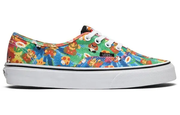 VANS Nintendo X Authentic "super Mario Bros." Printed Graphic Low Top Sneakers - Blue